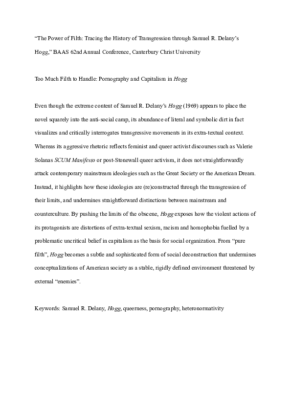 (DOC) Tracing the History of Transgression through Samuel R. Delany’s ...