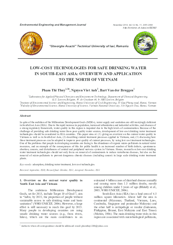 (PDF) LOW-COST TECHNOLOGIES FOR SAFE DRINKING WATER IN DEVELOPING ...