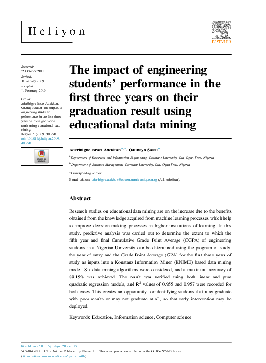 (PDF) The impact of engineering students' performance in the first three years on their ...