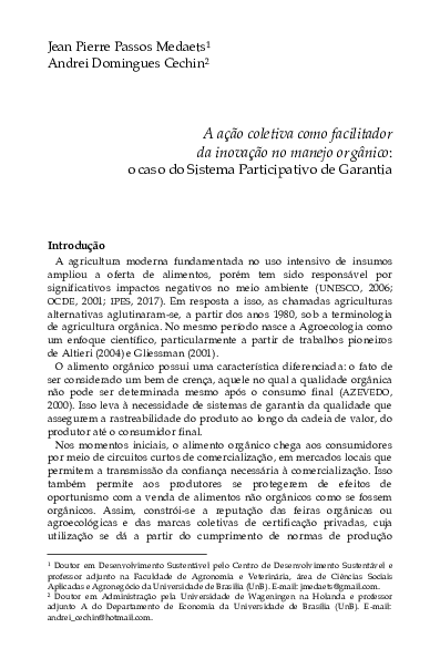 (PDF) Medaets e Cechin - A ação coletiva como facilitador da inovação ...