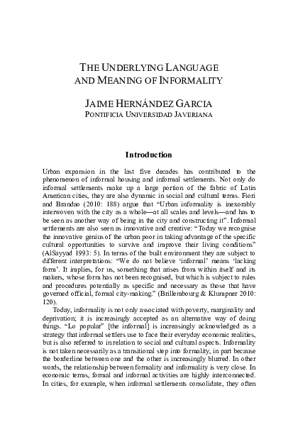 (PDF) The Underlying Language and Meaning of Informality