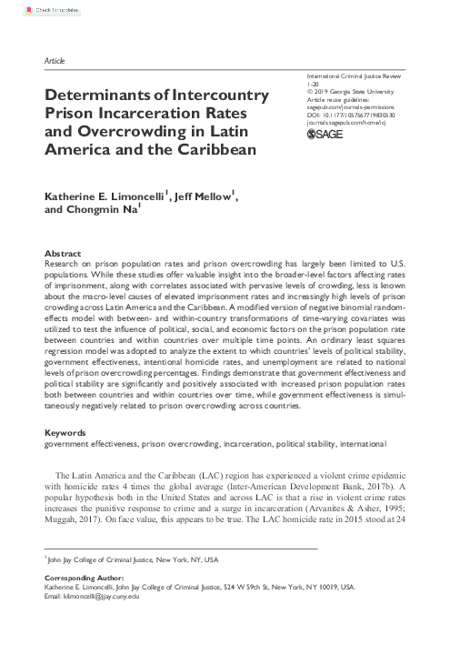 (PDF) Determinants of Intercountry Prison Incarceration Rates and ...