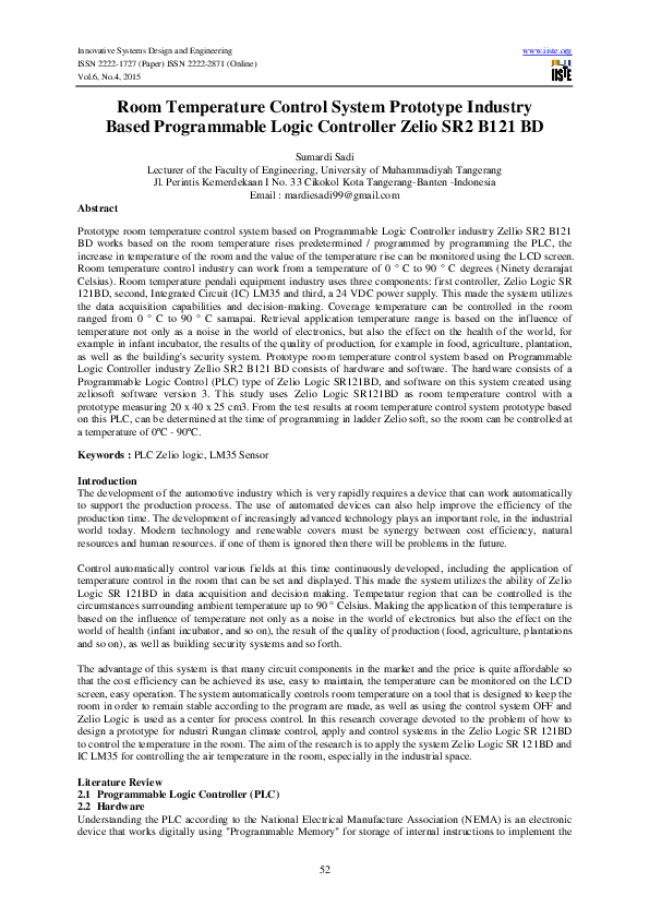 (PDF) Room Temperature Control System Prototype Industry Based ...