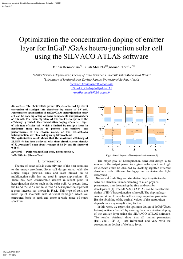 (PDF) Optimization the concentration doping of emitter layer for InGaP /GaAs hetero-junction ...