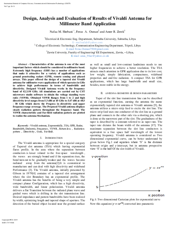 (PDF) Design, Analysis and Evaluation of Results of Vivaldi Antenna for ...