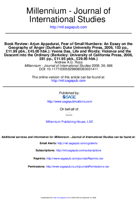 (PDF) Book Review: Arjun Appadurai, Fear of Small Numbers: An Essay on ...