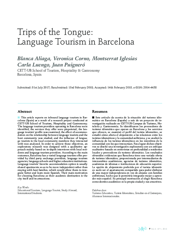 (PDF) Trips of the Tongue: Language Tourism in Barcelona