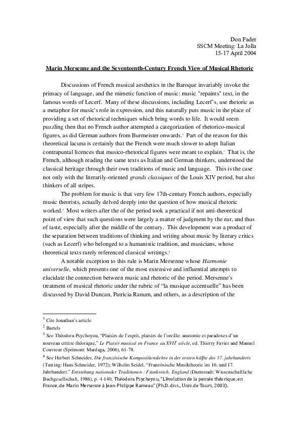 (DOC) Marin Mersenne and the Seventeenth-Century French View of Musical ...