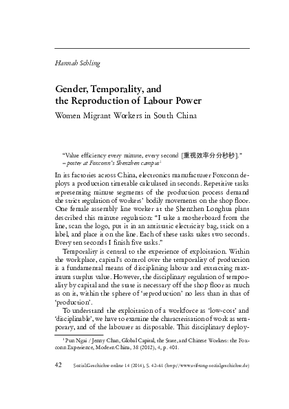 (PDF) Gender, Temporality, and the Reproduction of Labour Power: Women ...