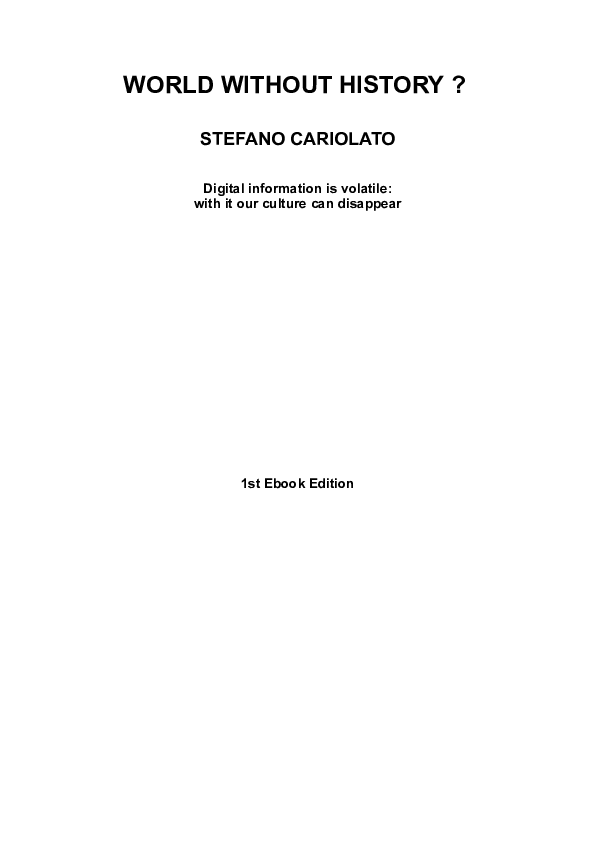 (DOC) WORLD WITHOUT HISTORY PREFACE.doc