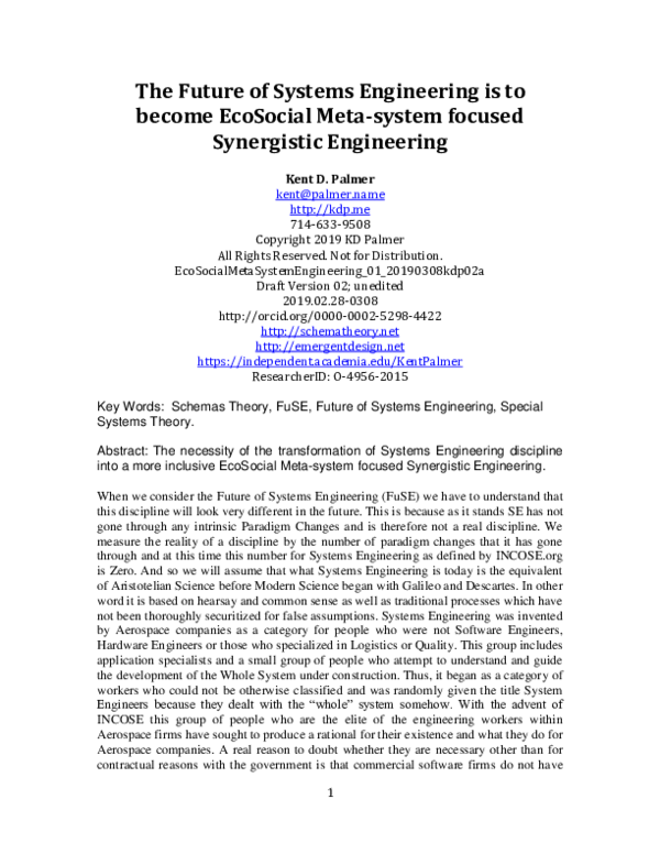 (PDF) The Future of Systems Engineering is to become EcoSocial Meta ...