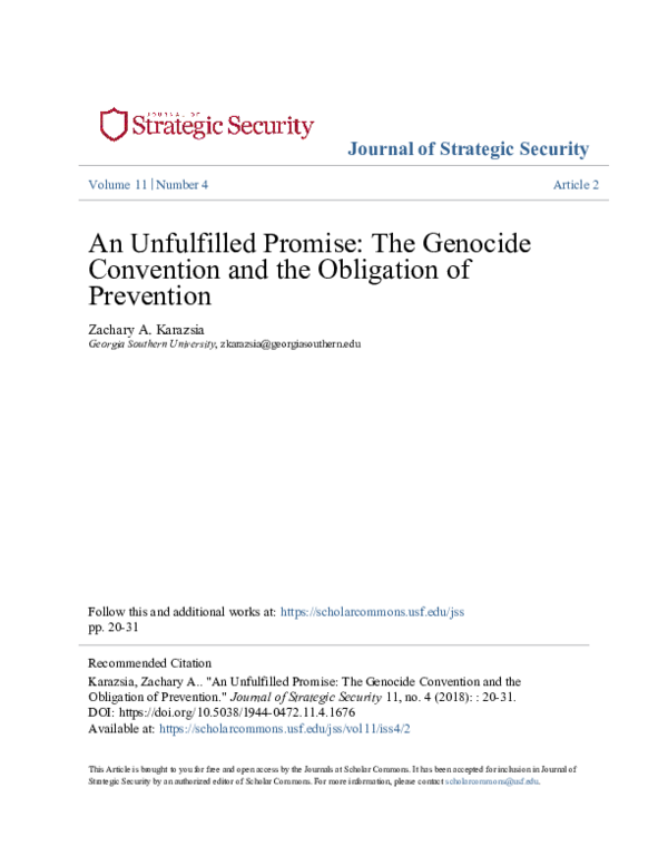 (PDF) An Unfulfilled Promise: The Genocide Convention and the ...