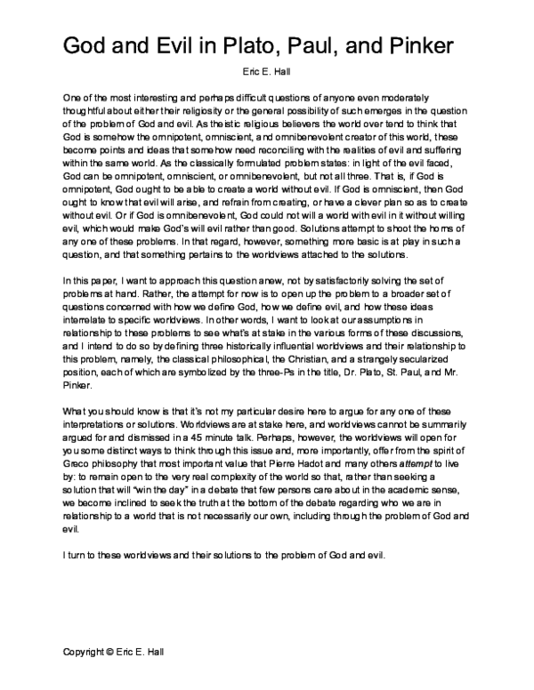 (PDF) Three Visions of God and Evil (1).pdf | Eric E Hall - Academia.edu