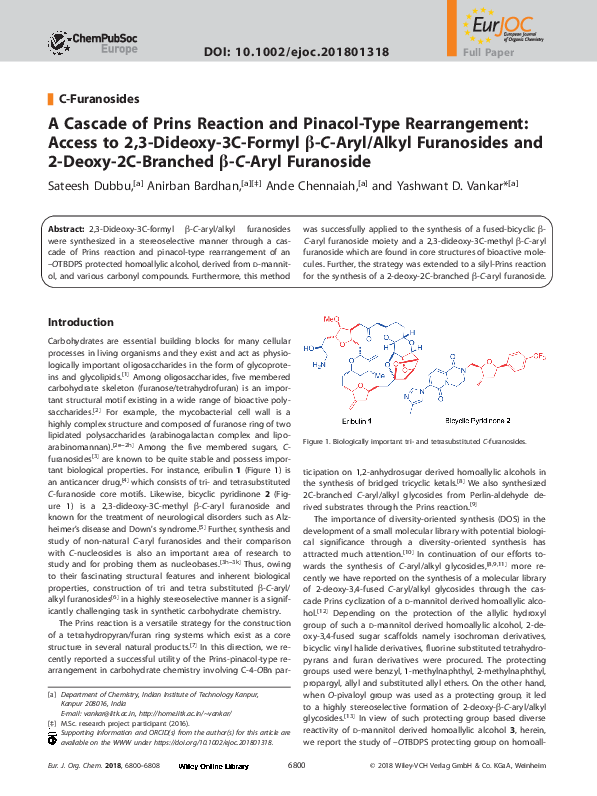 (PDF) A Cascade of Prins Reaction and Pinacol-Type Rearrangement ...