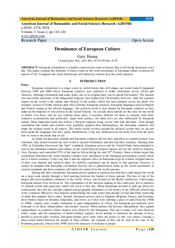 (PDF) Dominance of European Culture