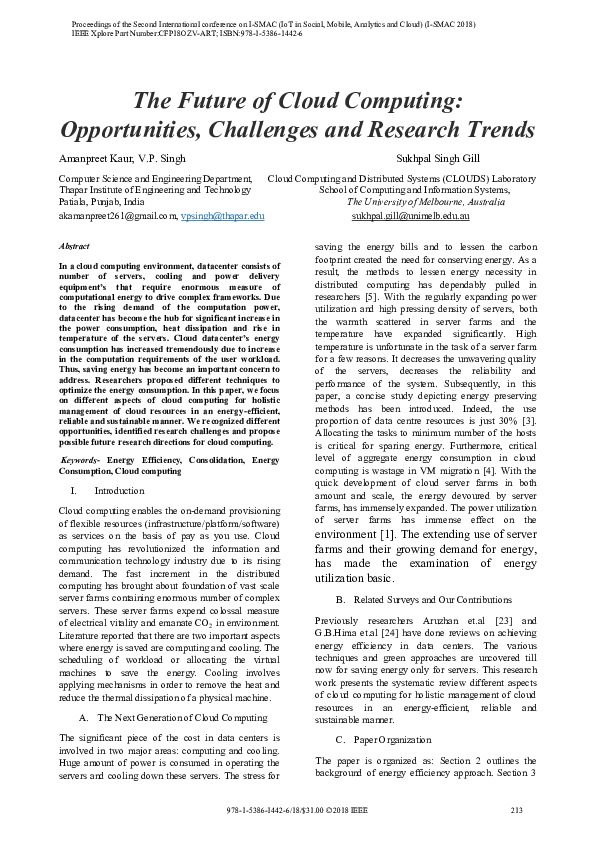 (PDF) The Future of Cloud Computing: Opportunities, Challenges and Research Trends