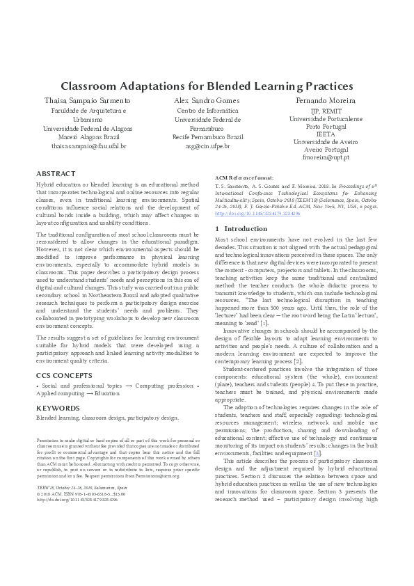 Pdf Classroom Adaptations For Blended Learning Practices
