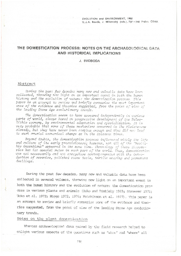 (PDF) The Domestication process - Notes on the archaeological data and ...