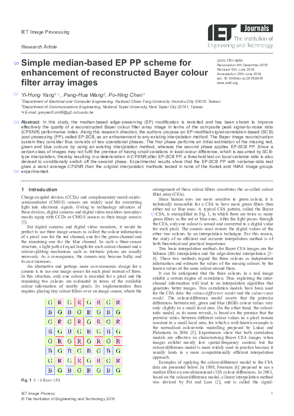 (PDF) Simple median-based EP PP scheme for enhancement of reconstructed ...