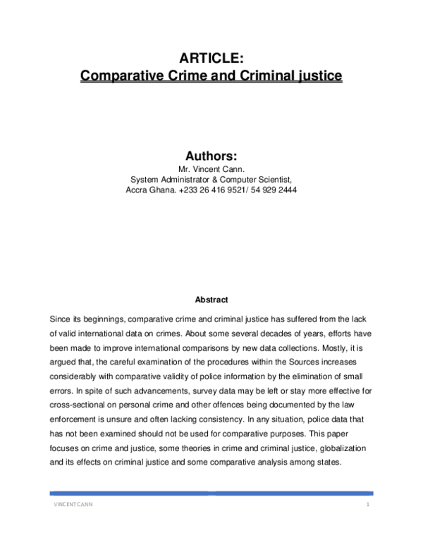 (PDF) Comparative Crime and Criminal justice