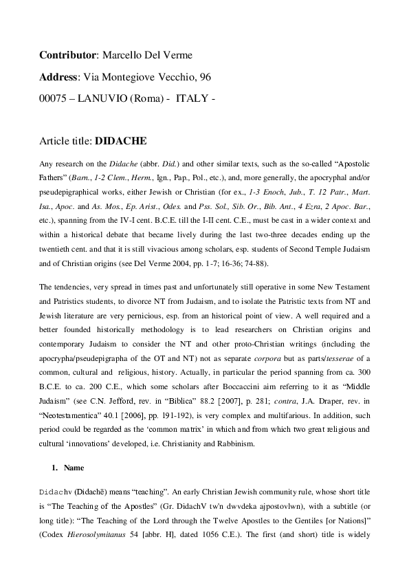 (DOC) Didache