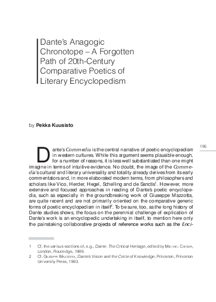 (PDF) Dante's Anagogic Chronotope -A Forgotten Path of 20th-Century ...