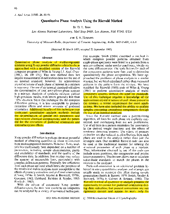 (PDF) Quantitative Phase Analysis Using the Rietveld Method