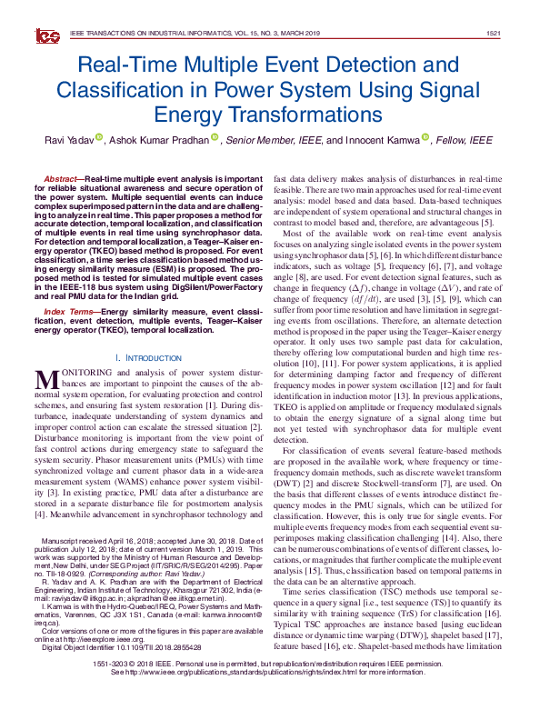 (PDF) Real-Time Multiple Event Detection and Classification in Power System Using Signal Energy ...