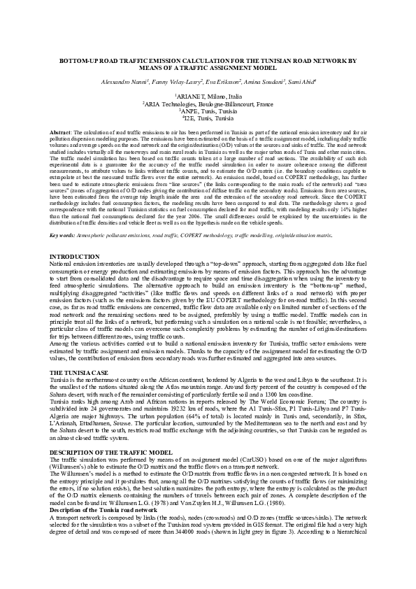 (PDF) BOTTOM-UP ROAD TRAFFIC EMISSION CALCULATION FOR THE TUNISIAN ROAD NETWORK BY MEANS OF A ...