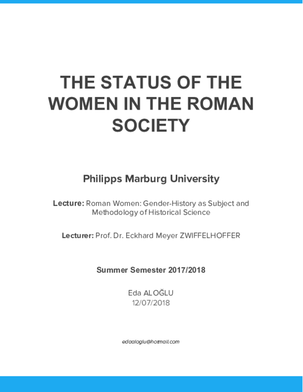 (PDF) The Status of the Women in the Roman Society