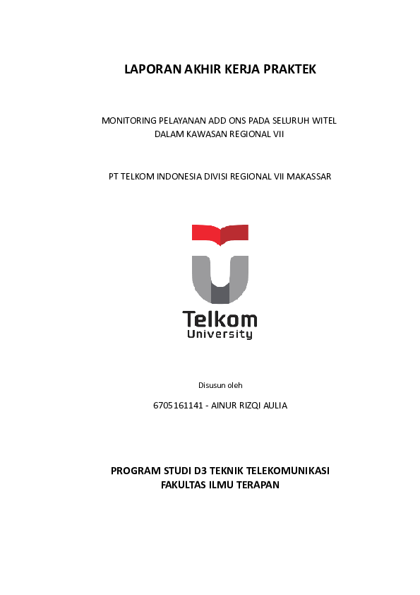 (DOC) Laporan Kerja Praktek PT Telkom Indonesia Divre VII Makassar