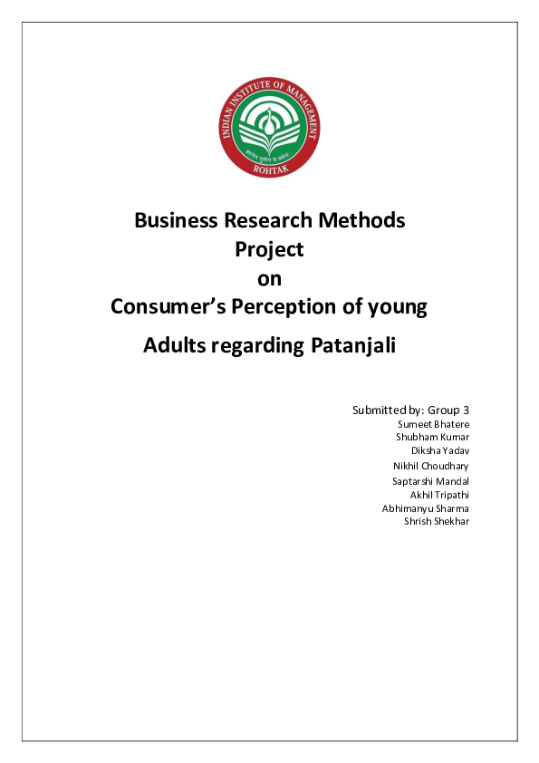 (DOC) Business Research Methods Final Report Group