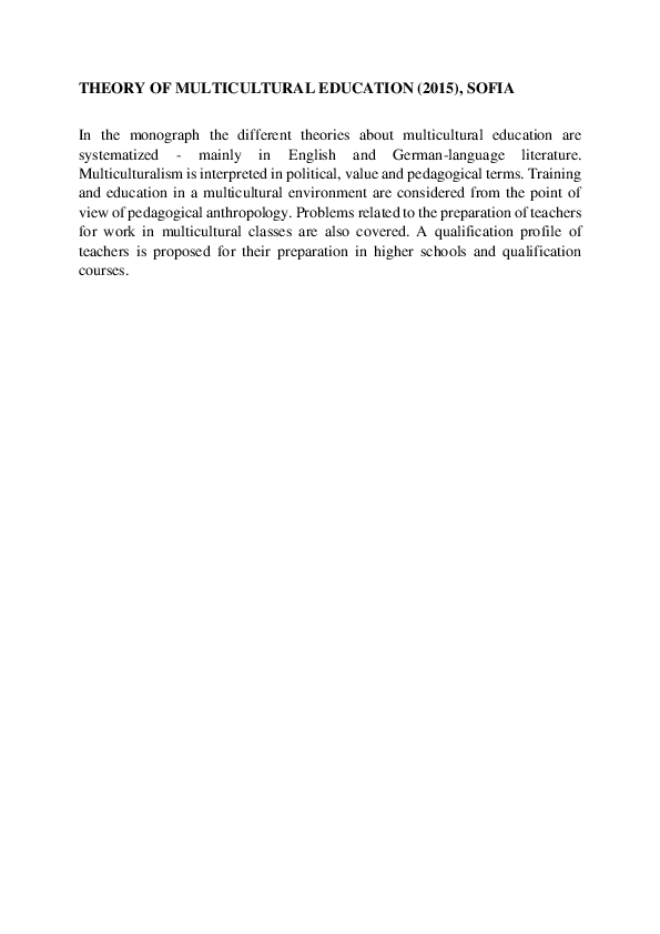 (PDF) Multicultural Education Theories and Practices