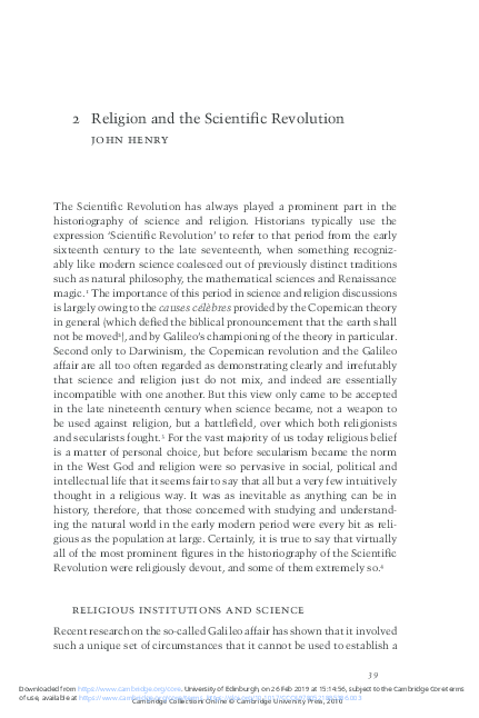 (PDF) Religion and the Scientific Revolution