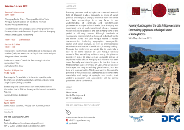 (PDF) Conference Programme: Funerary Landscapes of the Late Antique ...