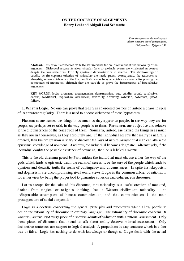 (PDF) ON THE COGENCY OF ARGUMENTS