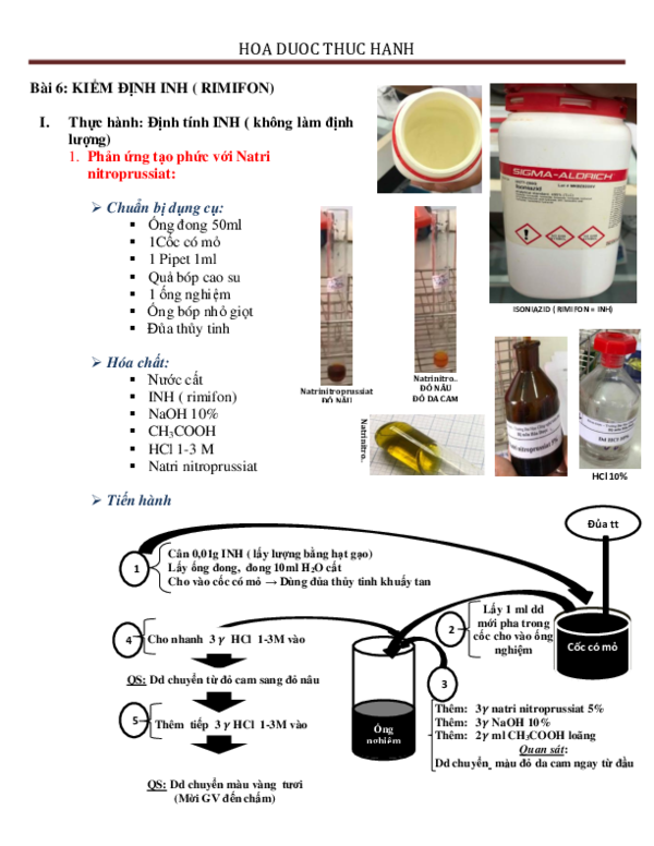 (DOC) Thực hành hóa dược BÀI SOẠN ÔN THỰC HÀNH HÓA DỰƠC BÀI 6 KIỂM ĐỊNH ...