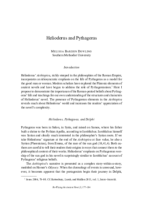 (PDF) Heliodorus and Pythagoras