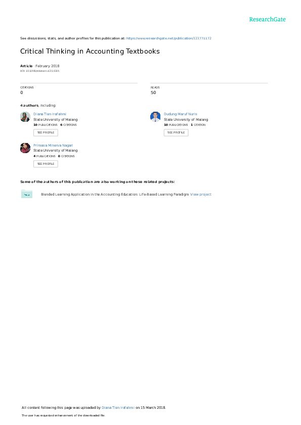 (PDF) Critical Thinking in Accounting Textbooks