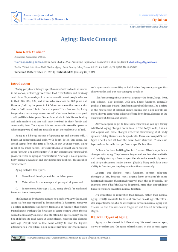(PDF) Aging: Basic Concept