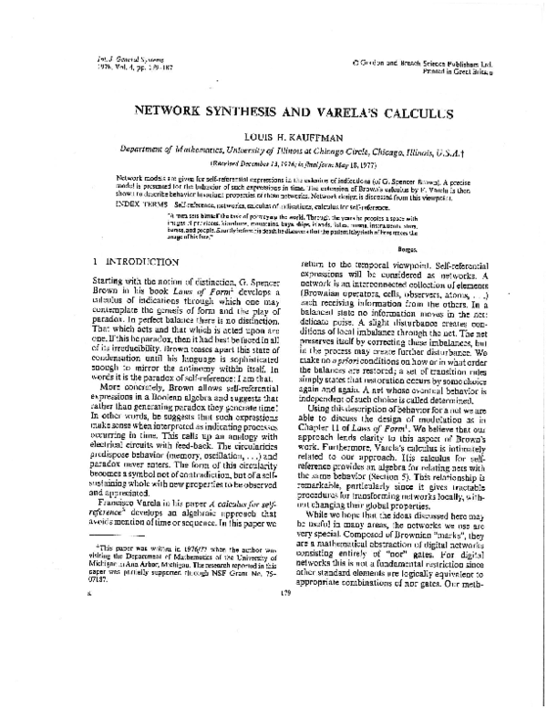 (PDF) Network Synthesis and Varela's Calculus
