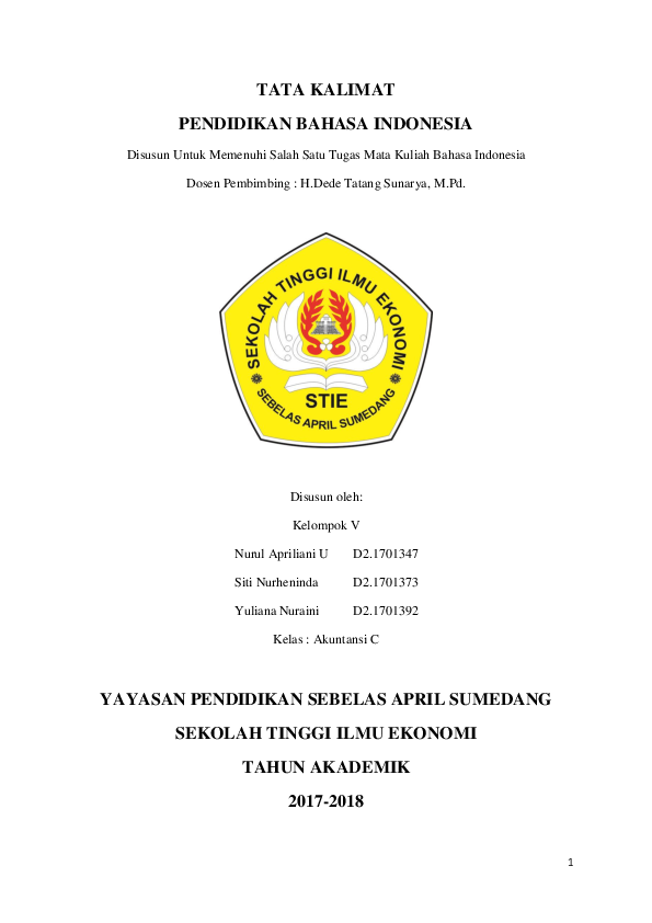 (PDF) TATA KALIMAT PENDIDIKAN BAHASA INDONESIA