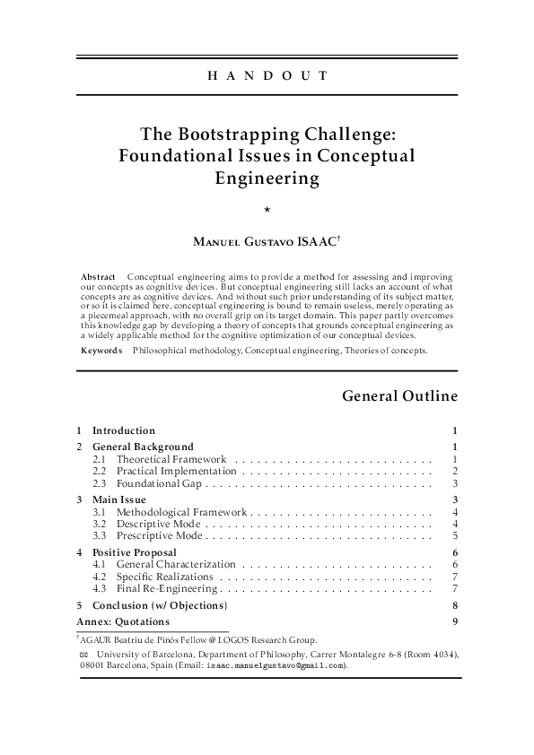 (PDF) The Bootstrapping Challenge: Foundational Issues in Conceptual Engineering