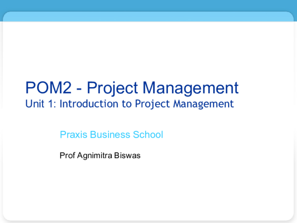 (PDF) POM2 -Project Management