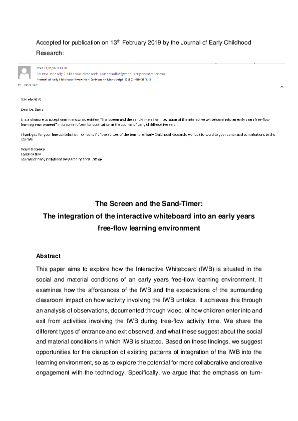 (PDF) The Screen and the Sand-Timer: The integration of the Interactive ...