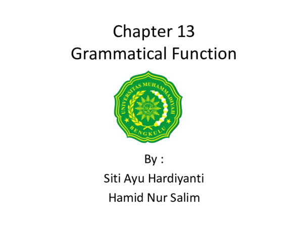 (PPT) Presentation GRAMMATICAL FUNCTION