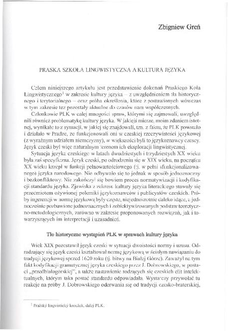 (PDF) Praska szkoła lingwistyczna a kultura języka