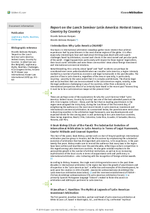 (PDF) Report on the Lunch Seminar Latin America: Hottest Issues ...