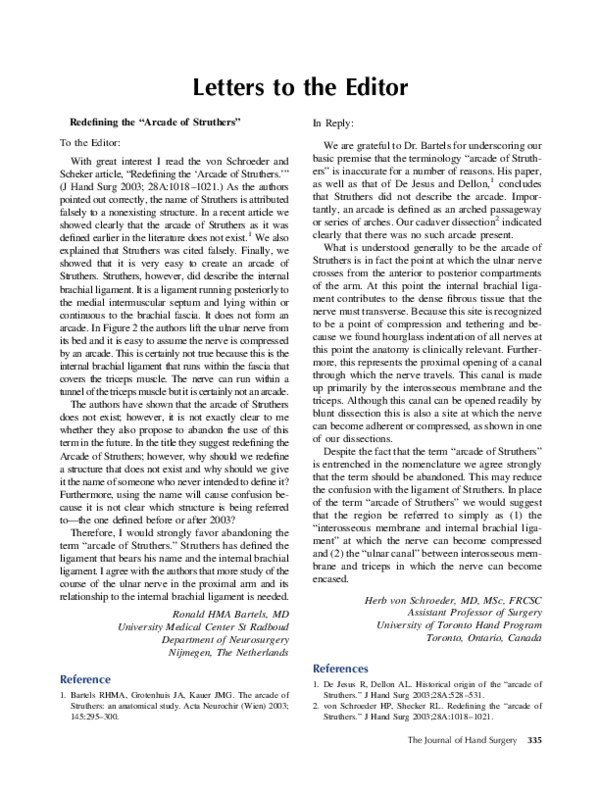 (PDF) Redefining the “arcade of Struthers”