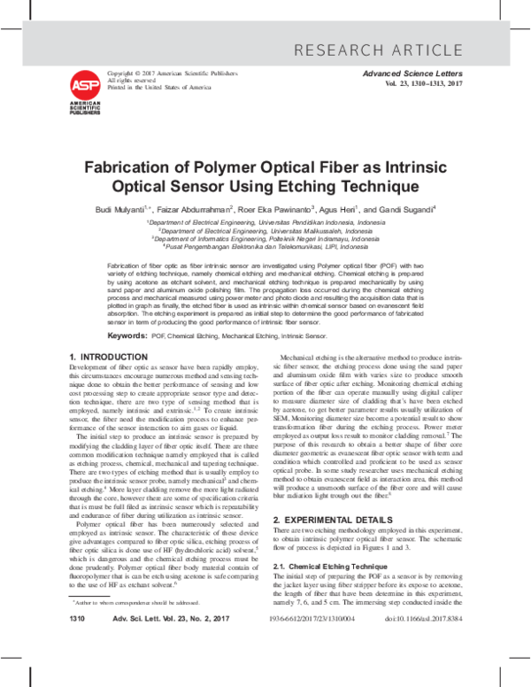 (PDF) Fabrication of Polymer Optical Fiber as Intrinsic Optical Sensor ...